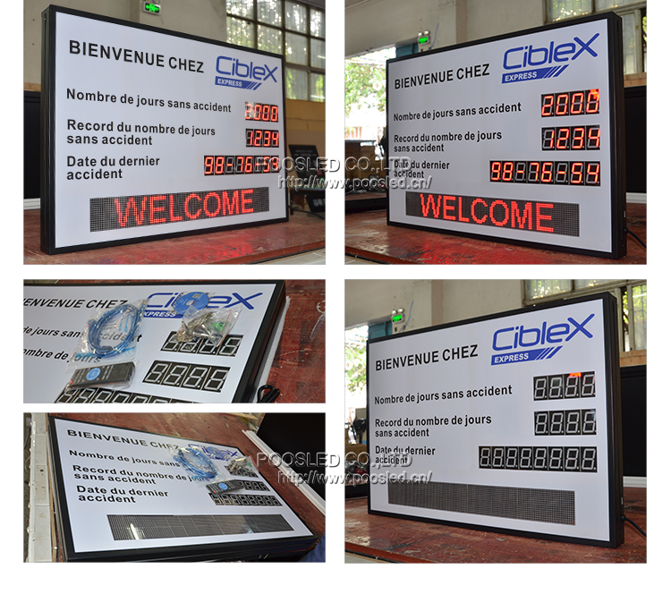 Custom Led Production Display Red Color Digit Factory Led Safety ...