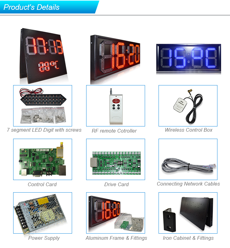 Hot Sale 15 Inch 88:88 High Brightness Red GPS Led Digital Wall Clock ...