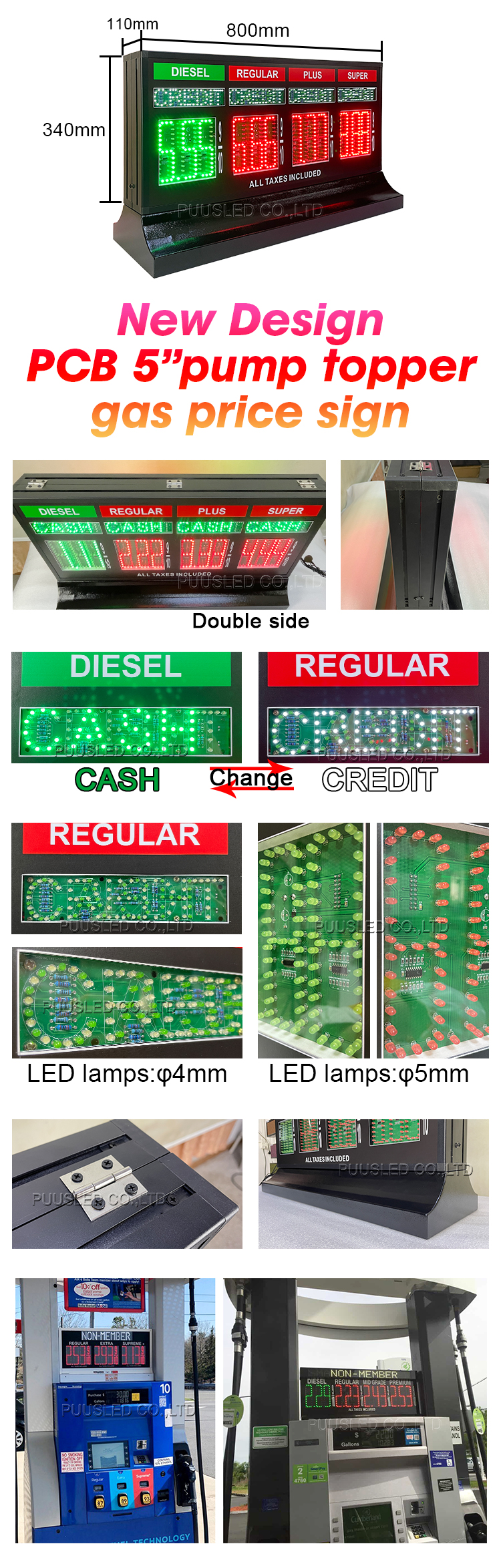 Factory Price PCB Digital Number LED Pump Topper LED Gas Price Signs ...