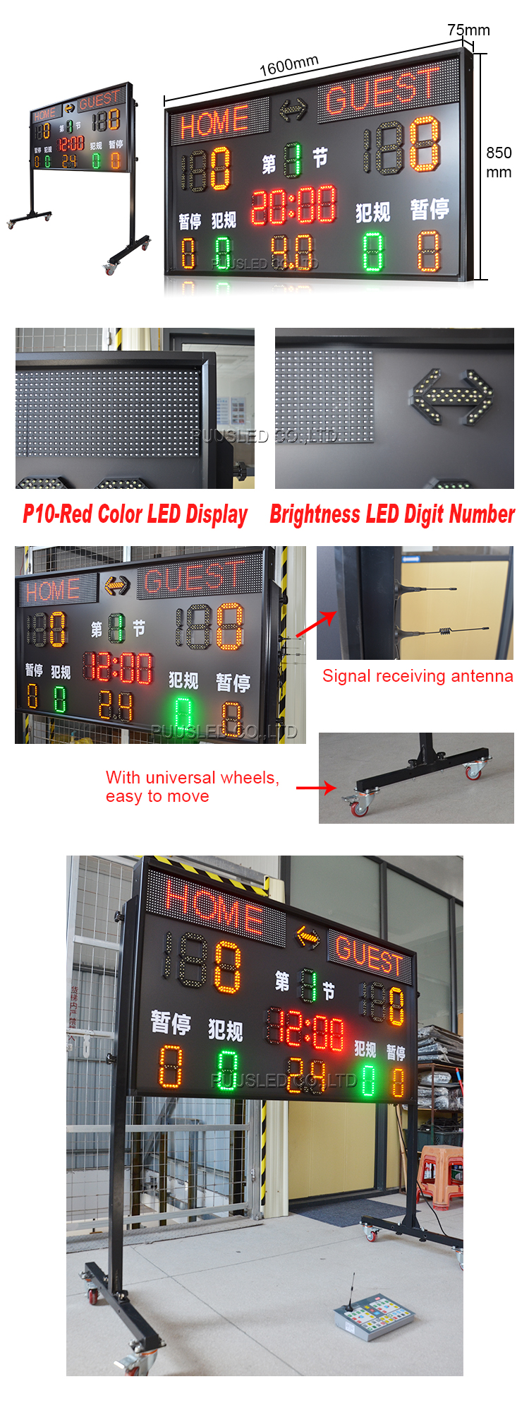 New Design Wireless Control Led Basketball Scoreboard LED Sports ...