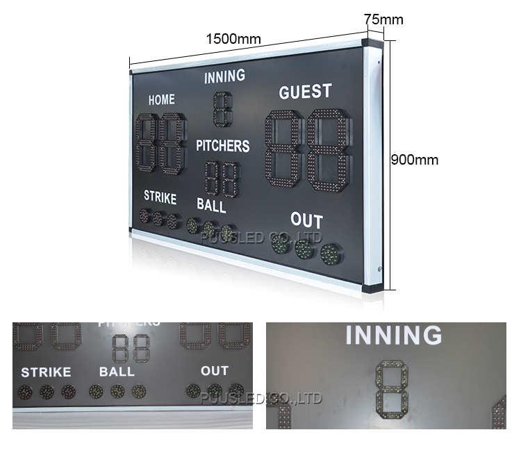 Outdoor play sports goal scoreboard led scoreboard led baseball ...