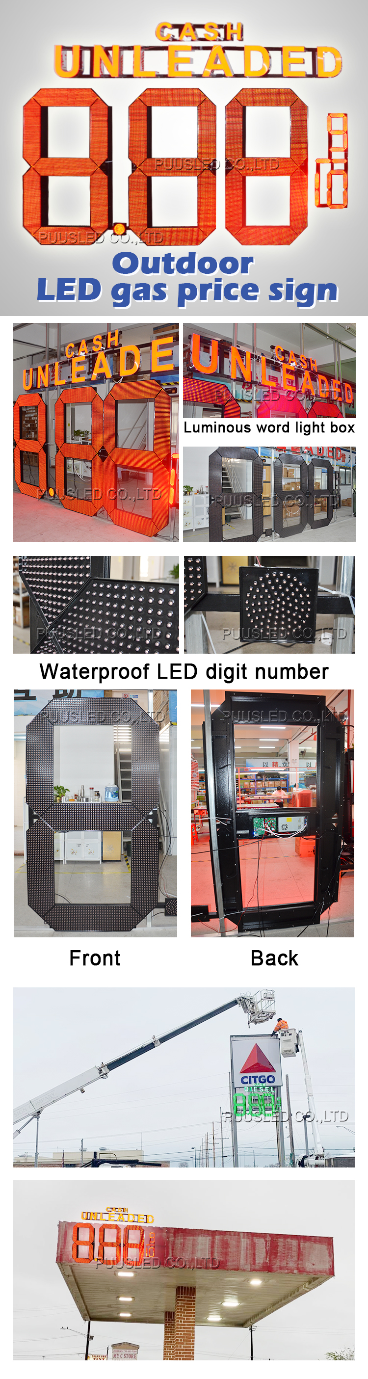 Waterproof Outdoor Led Sign Large Size Digital Led Gas Price Sign ...