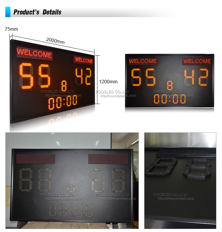 Good Quality Outdoor Ip53 15''+8'' Yellow Led Football Scoreboard - Buy ...